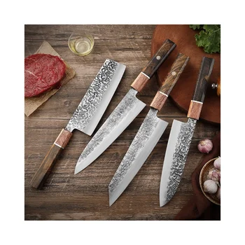 Chef's Japanese Santoku Knife Octagonal Handle Ebony Kitchen Knife ...