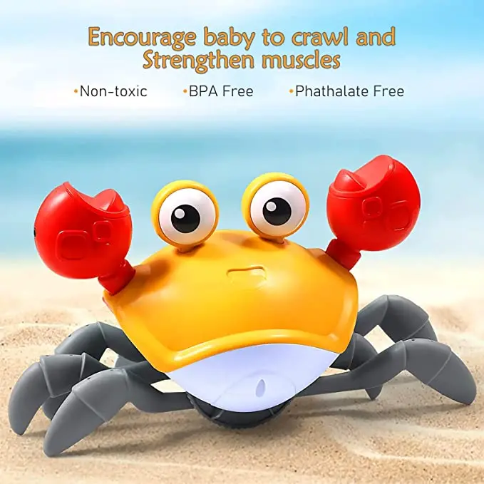 Crawling Crab Tummy Time Baby Toys Sensing Interactive Walking Dancing ...