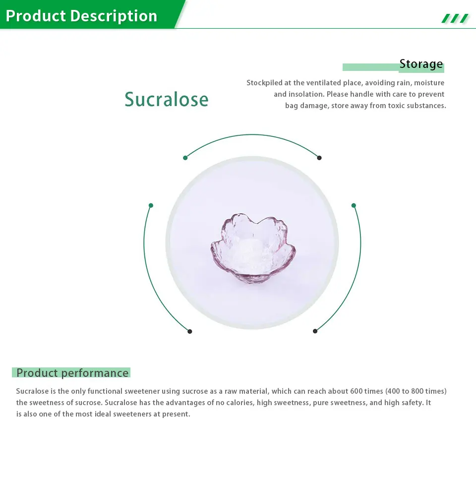 Food Additive E955 Sucralose Powder 98% Sweetener for Juice and Drink