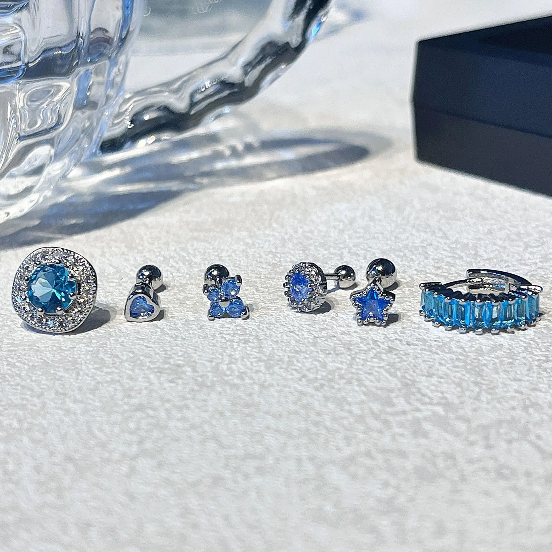 2024 Fancy Heart Round Blue Zircon Ear Piercing For Women Star Butterfly Helix Tragus Barbell Conch Piercing Earrings Alibaba
