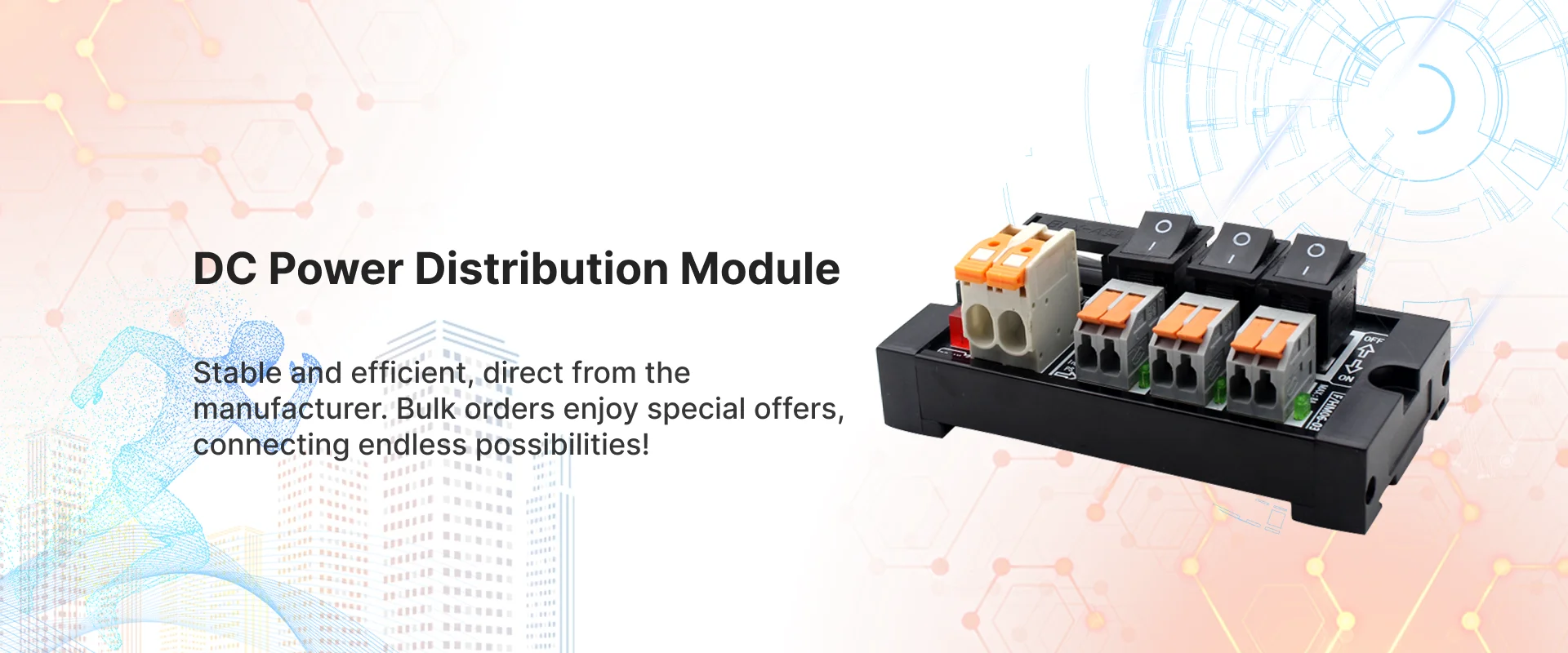DIN Rail Mount DC Power Distribution Strip Module Fuse Splitter Board ...