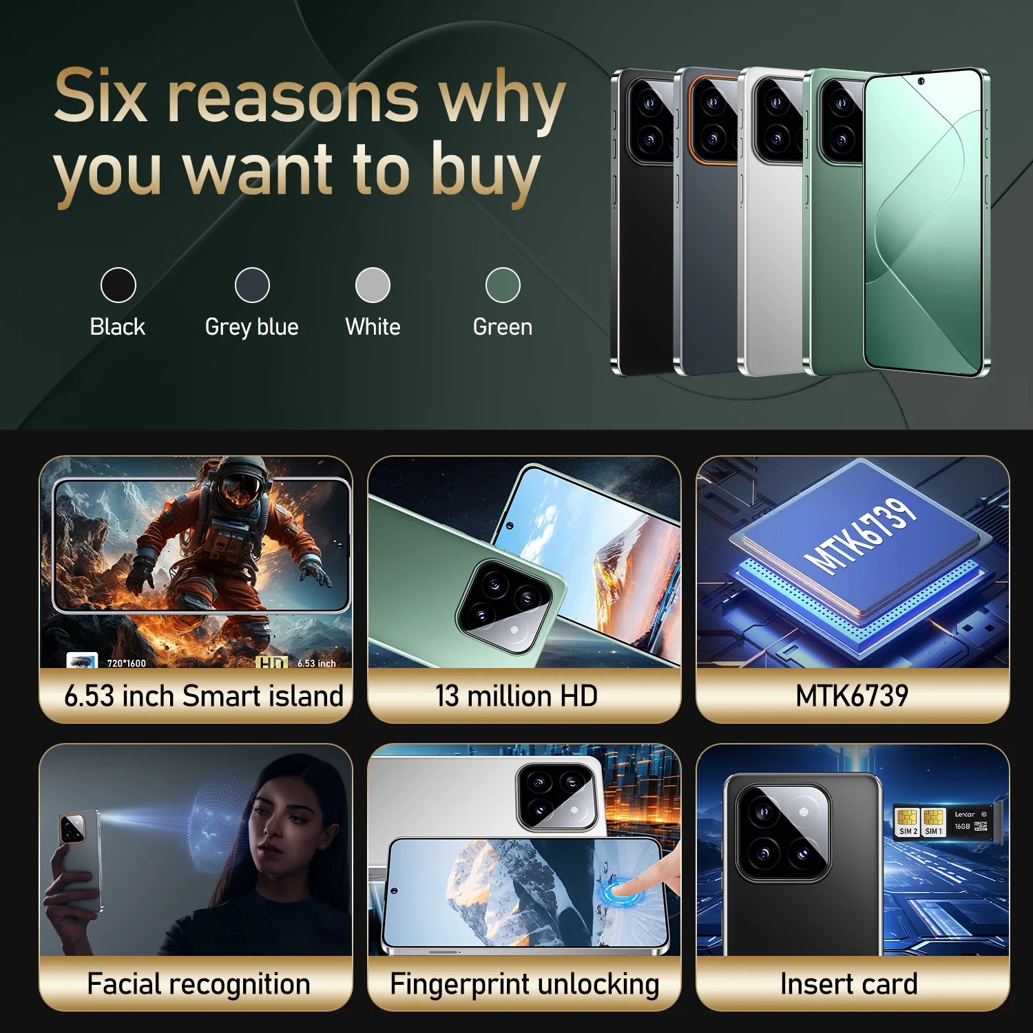 Cheap Unlocked M14 Pro Smartphones with Dual SIM & HD Screen