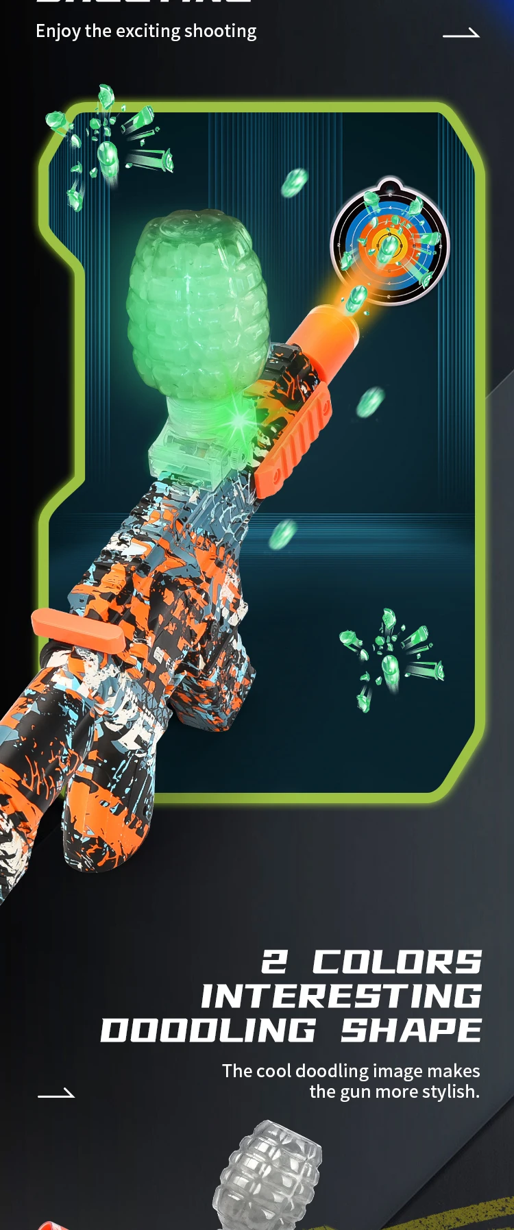 Hw M416 Splatter Gel Balls Blaster Gun Electric Fire-breathing Luminous ...