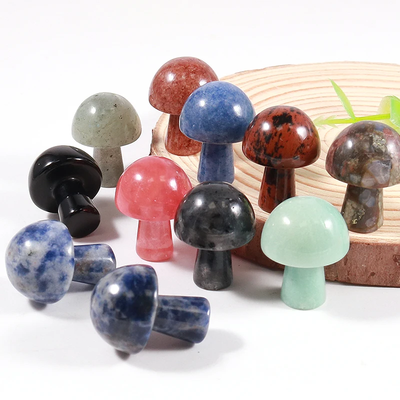 Wholesale Natural Hand Carved Crystal Mushroom Folk Crafts
