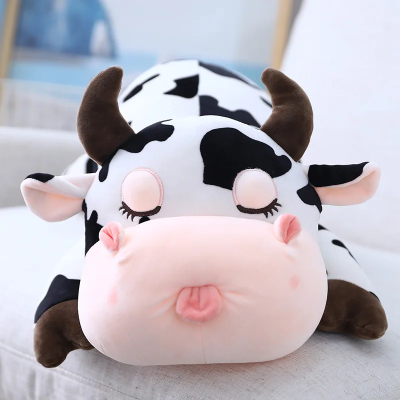 50cm Cute Cow Plush Stuffed Dolls Lovely Real Life Milk Cattle Plush ...