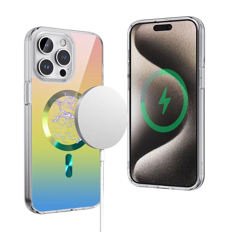 Luxury Wireless Charging Magnetic Laser Gradient Color Phone Case For ...