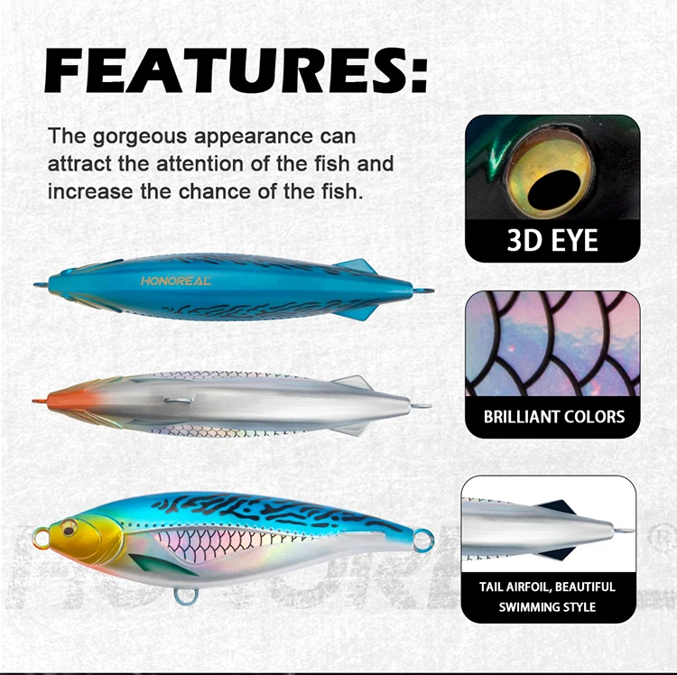HONOREAL 150mm 190mm Trolling Fishing Lures Saltwater Sinking Pencil ...