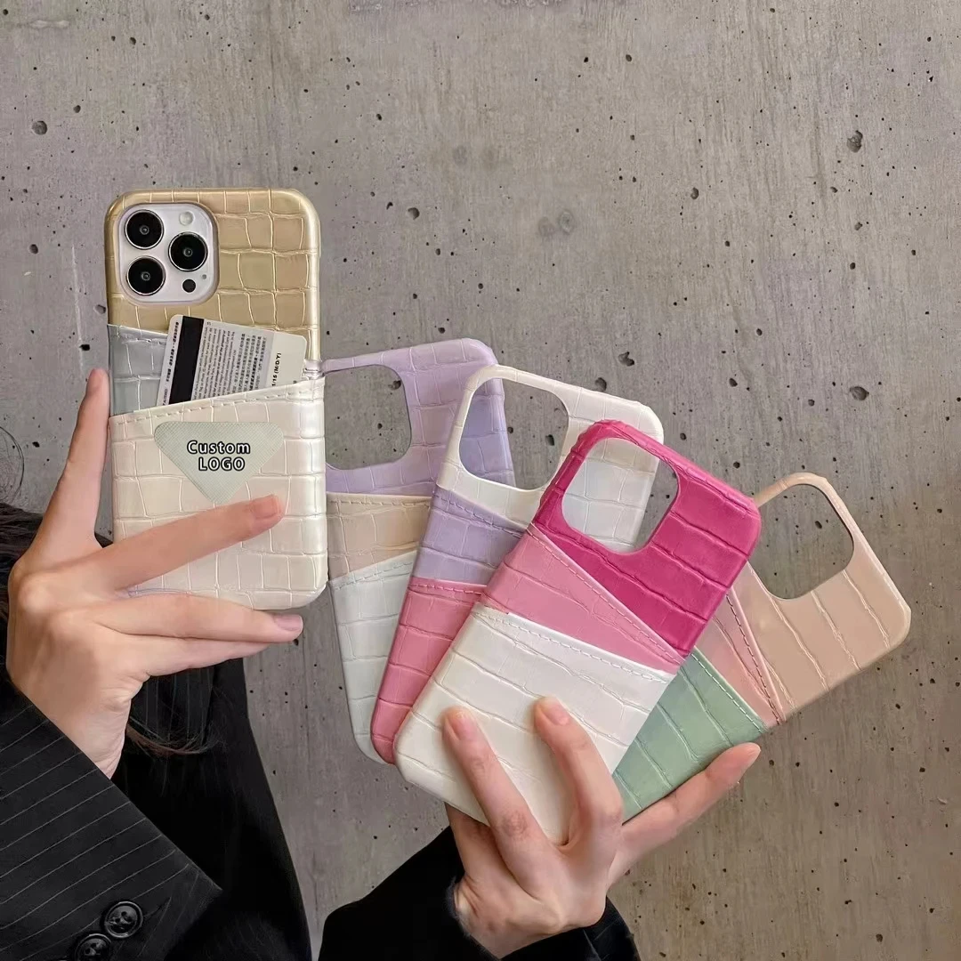 Luxury New Pu Leather Splice Color Designer Phone Cover Apple Mobile ...