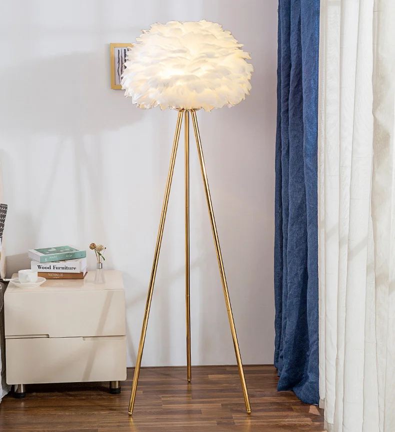Standing Light For Living Room Triac Dimming Flower Stand Feather Floor ...