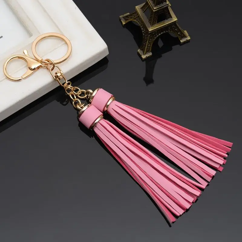 Custom Fashion Pink Whip Tassel Pu Leather Women's Car Tassel Holder ...