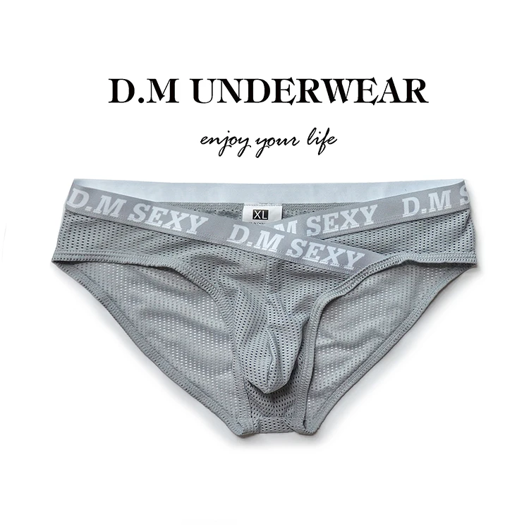DM Brand Mesh Sexy Transparent Briefs Men Net Underwear