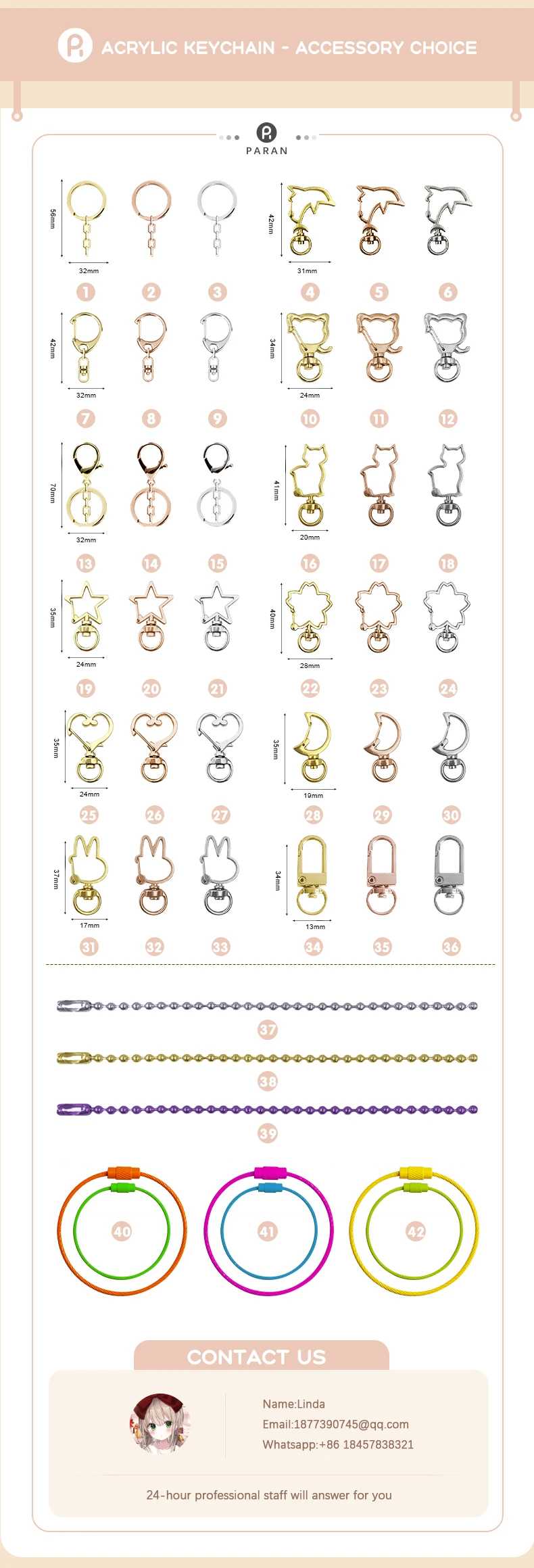 Paran Bestseller Japanese Anime Girl Key Chain Custom Cute Acrylic ...