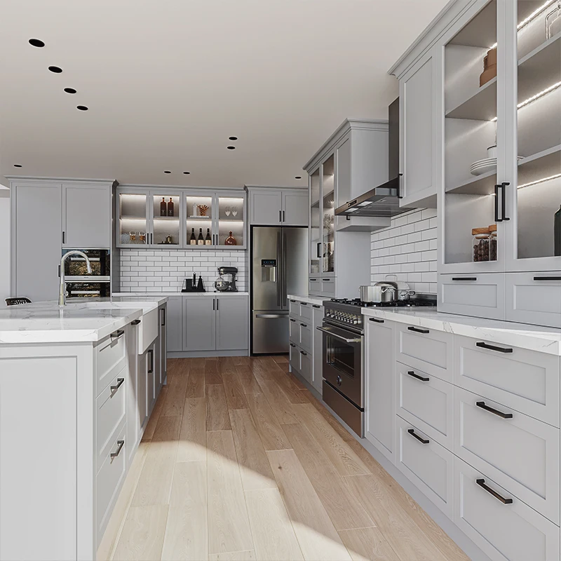 Factory Supply Prefab Mdf Wooden Modern Design Unit Kitchen Cabinets ...