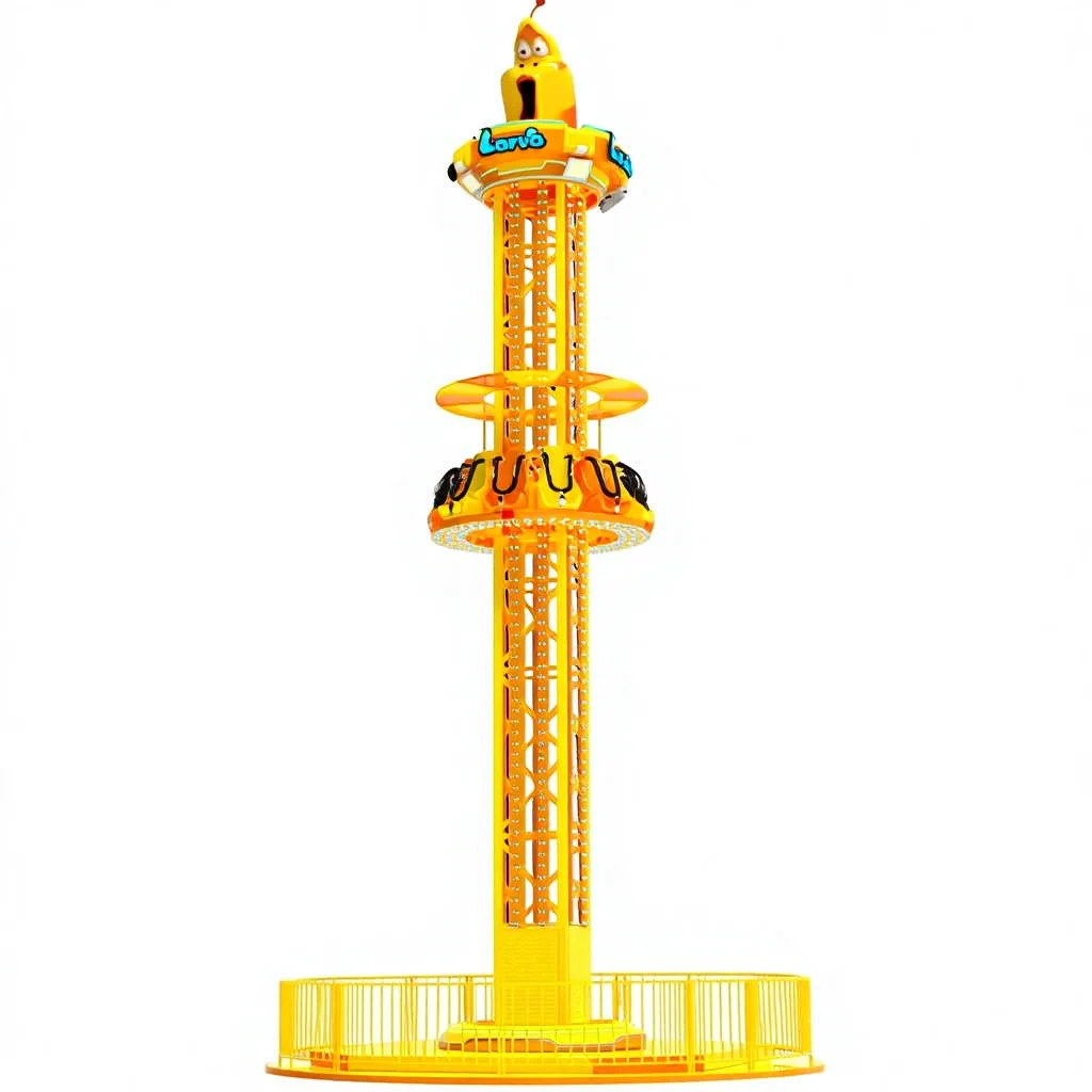 SUNHONG CE Certified Steel Drop Tower Ride with Twist Top 16 Seats ...