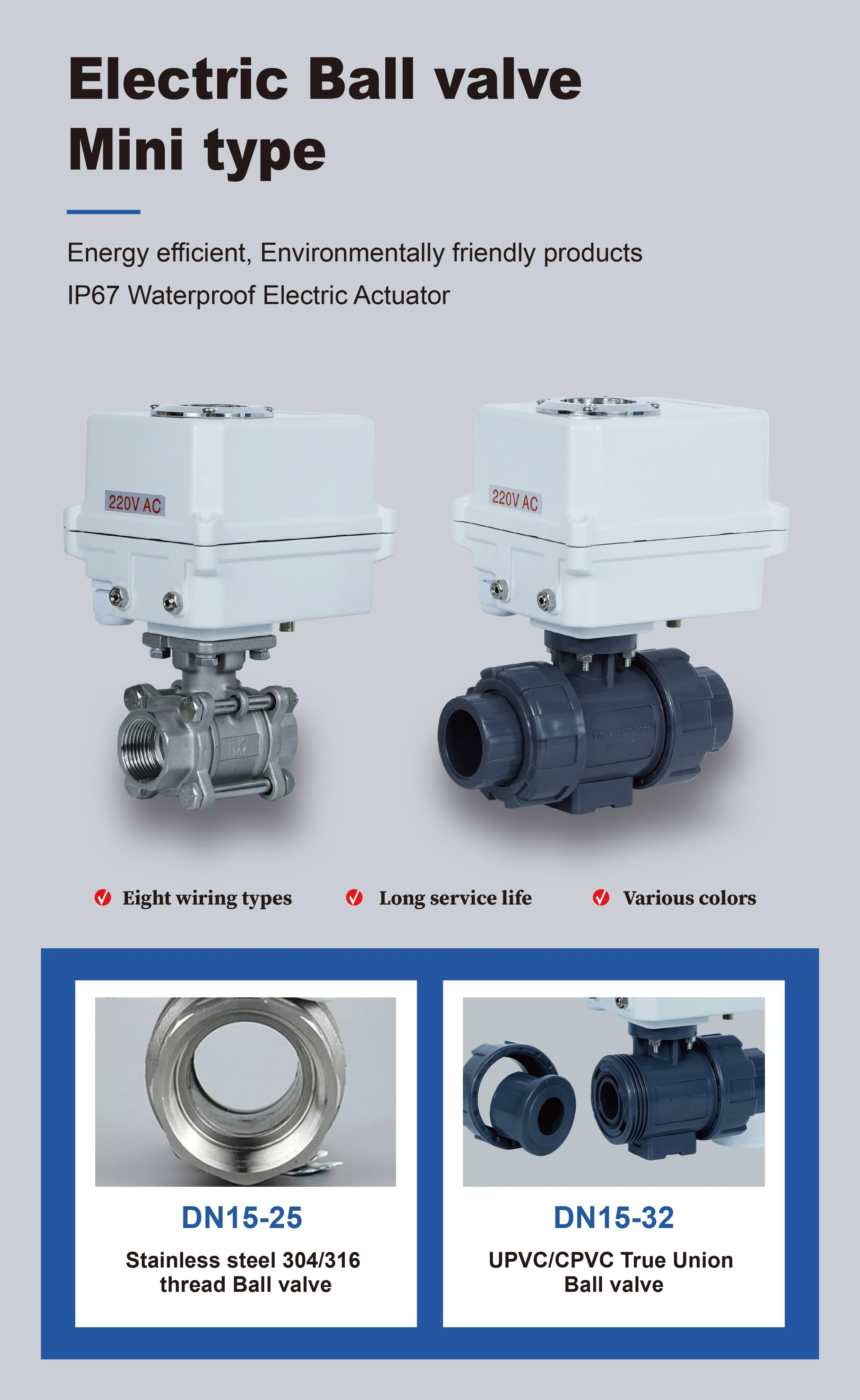 NPT/BSP/G Thread Stainless Steel 304 316 Electric Actuator Ball Valve ...