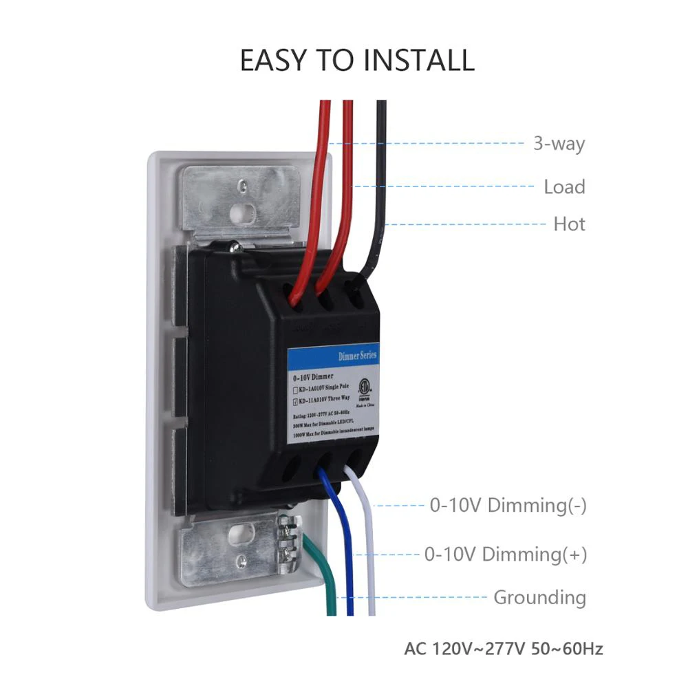 3-way Light Dimmer Switch - 0-10V Dimming Controller LED