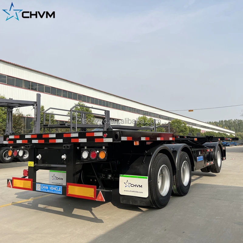 3 Axles 20ft 40ft Chassis Container Trailer Frame Skeleton Container ...