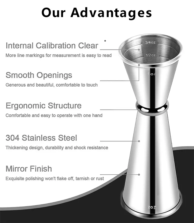 304 Stainless Steel Bar Jigger 10ml 20ml 30ml Custom Double Cocktail ...