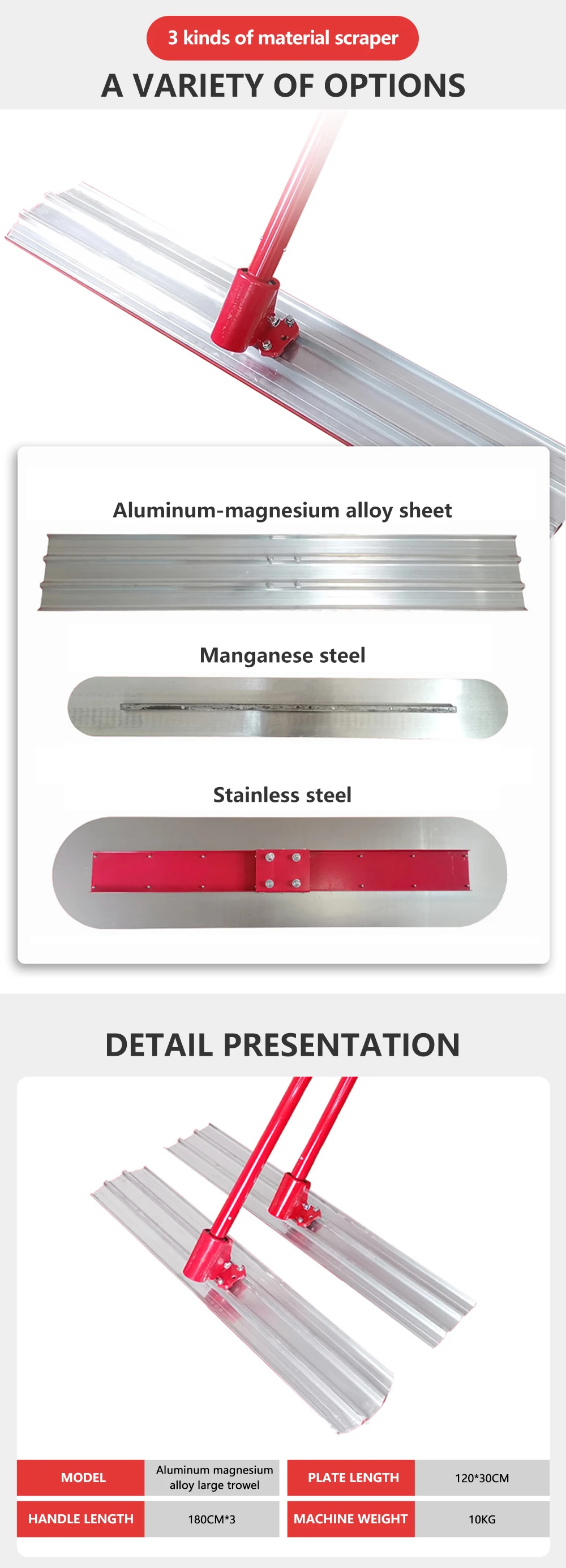 Factory Sale Magnesium Aluminium Alloy Manual Concrete Floor Leveler ...