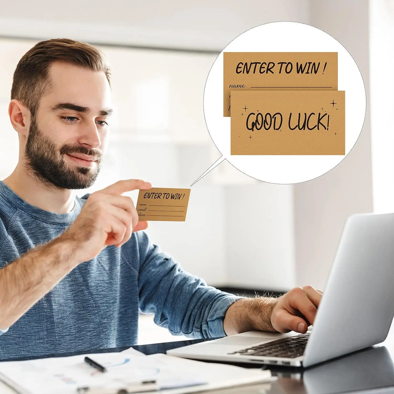 Custom Full Color Kraft Paper Enter To Win Raffle Tickets Card For ...