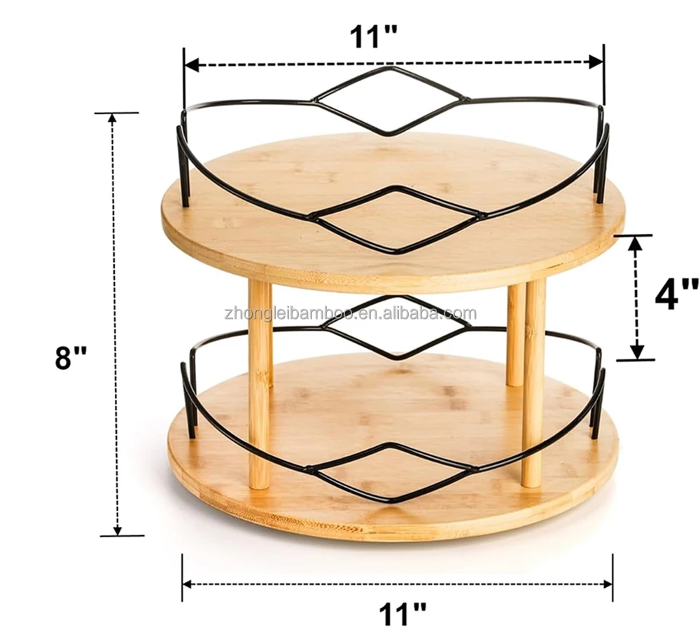 Bamboo Rotating Spice Rack for Kitchen Countertop Round Spice Rack ...