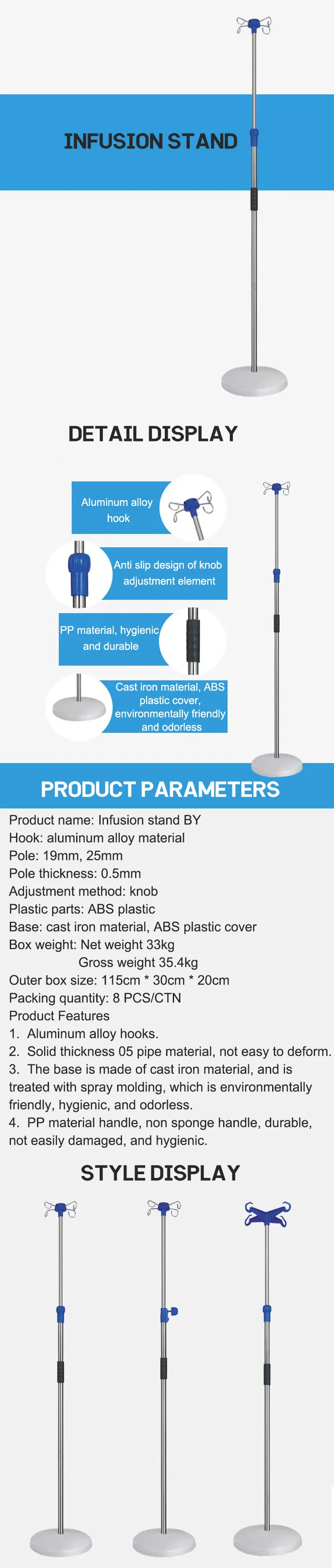 Winfair Hospital Medical Heavy Duty Iv Drip Infus Infusion Pump Pole ...
