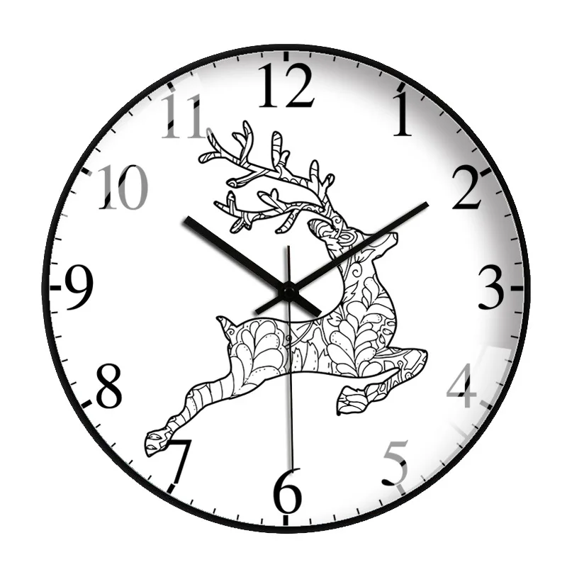 Luxury Elk Wall Clock Home Decoration 12-inch S Quiet Sweep Quartz Wall ...