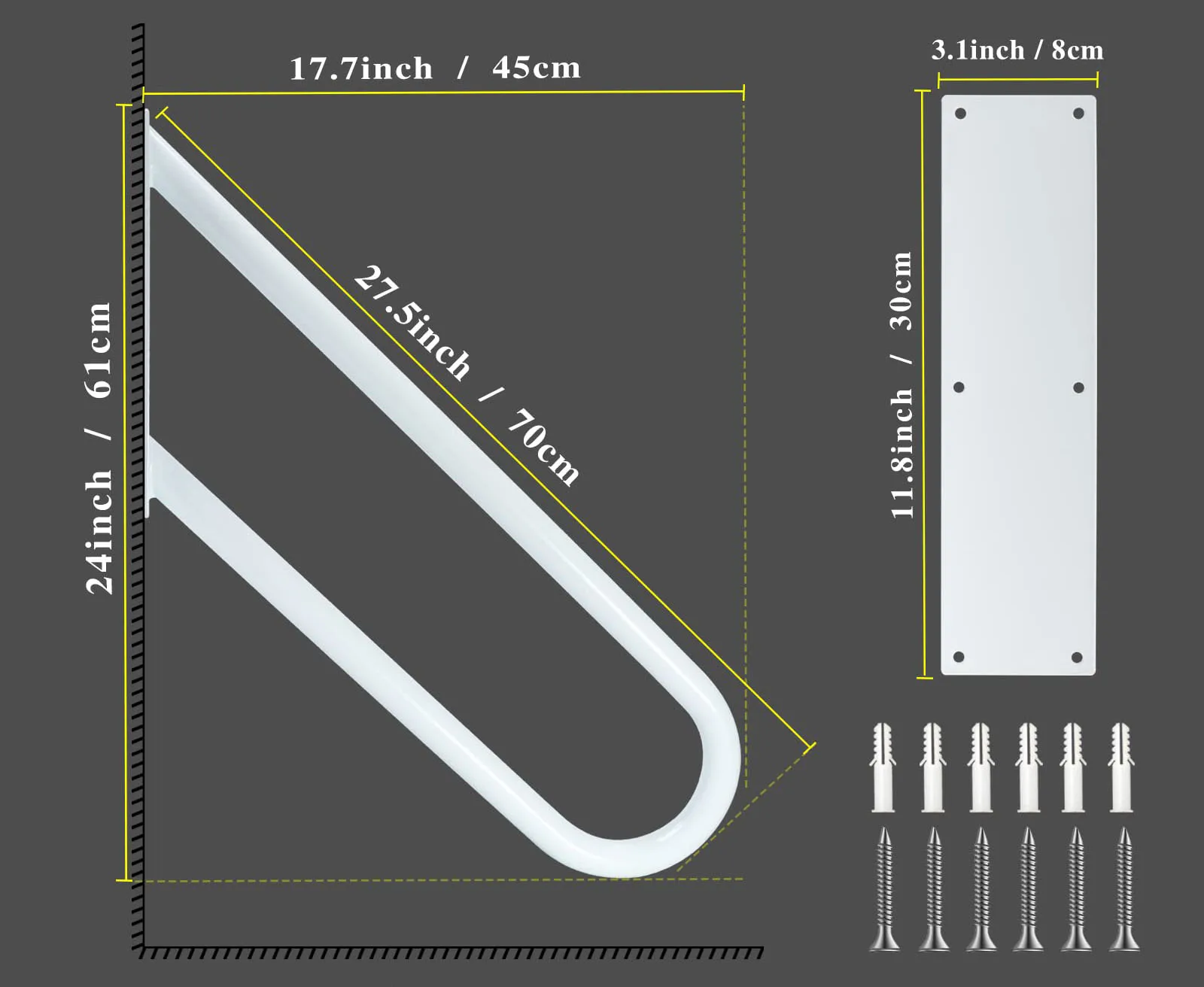 Outdoor Wall Mount Handrail Handle - Non-Slip Porch Railing