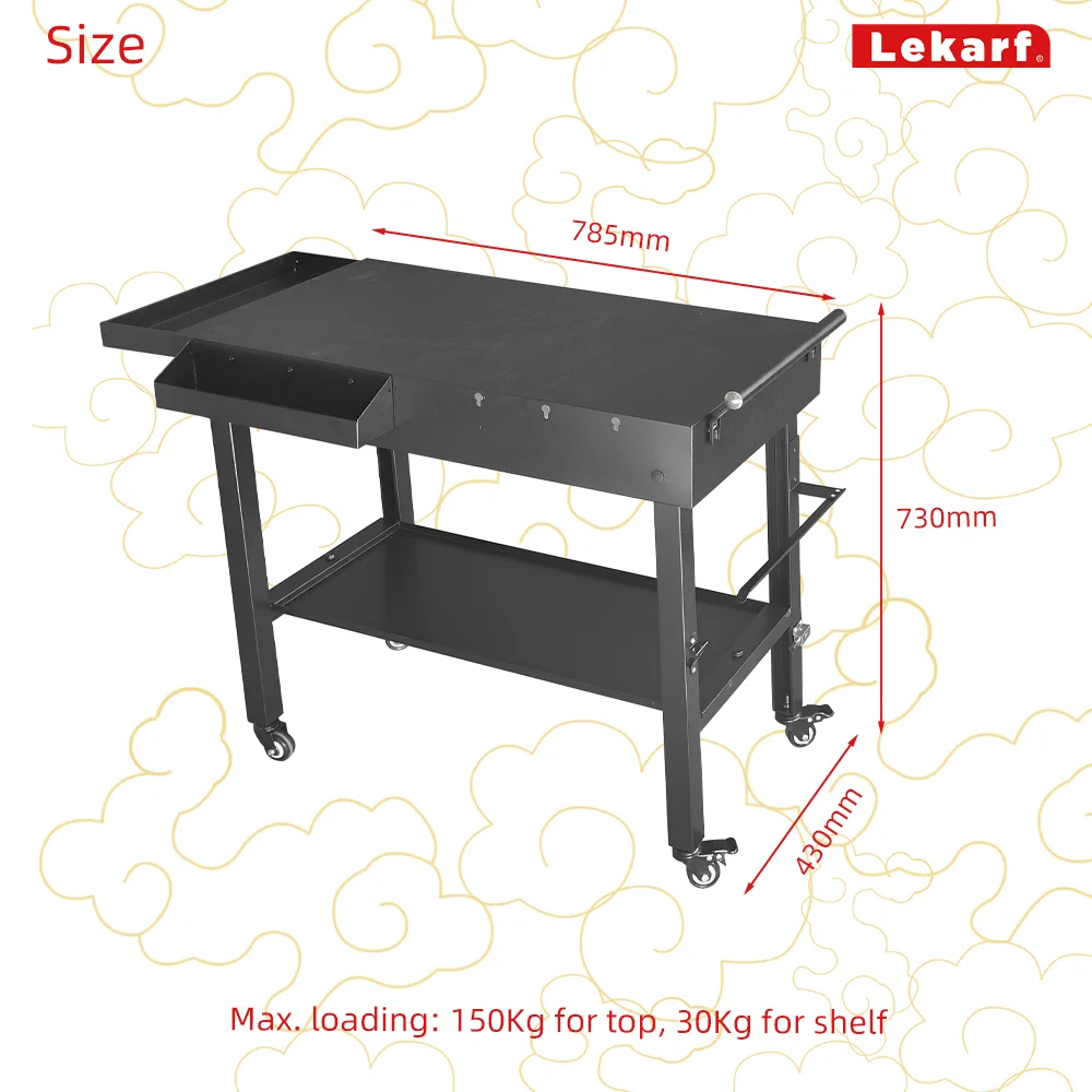 31\" Portable Iron Rolling Tool Cart for Garage Workshop Outdoor Grill ...