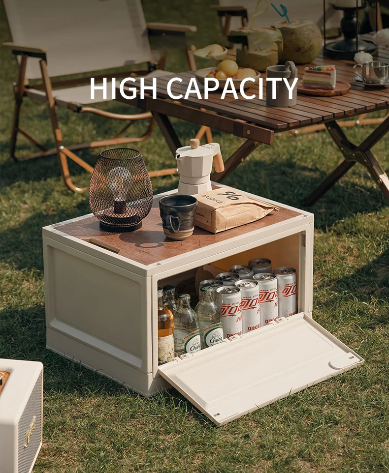 Folding Storage Boxes Camping Outdoor Wooden Cover Collapsible Car ...