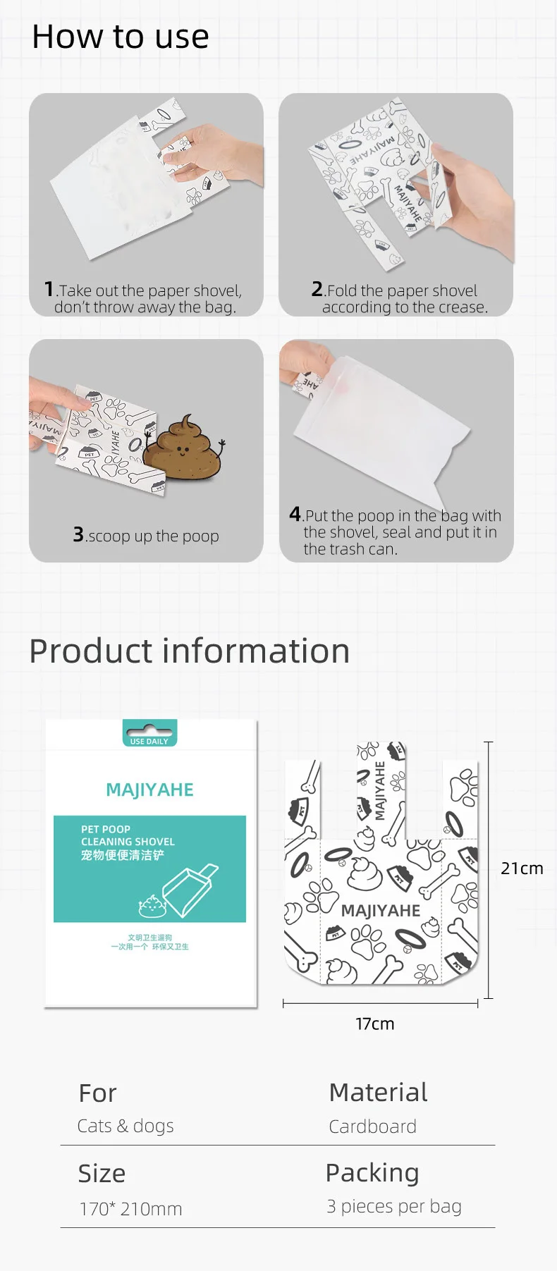 Disposable Pet Toilet Picker Biodegradable Cat Dog Poop Cleaning Shovel ...