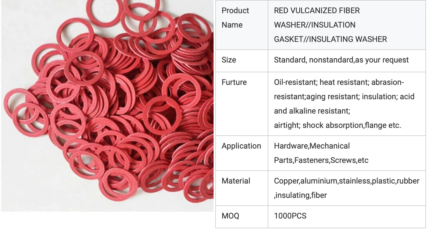 Customized M2m2.5m3m4 M5 M6 M8 M10 Red Insulation Gaskets Red Steel ...