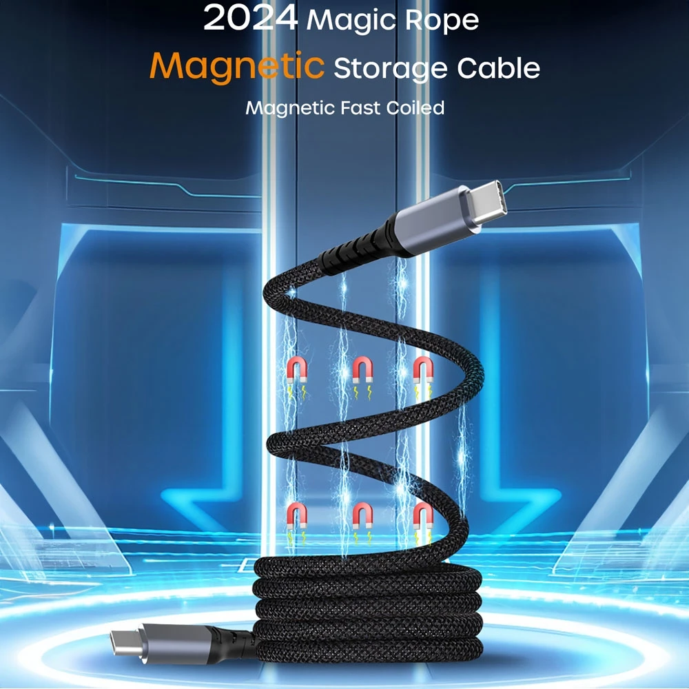 60W Magnetic Type-C USB Cable - Fast Charging & Data Transfer