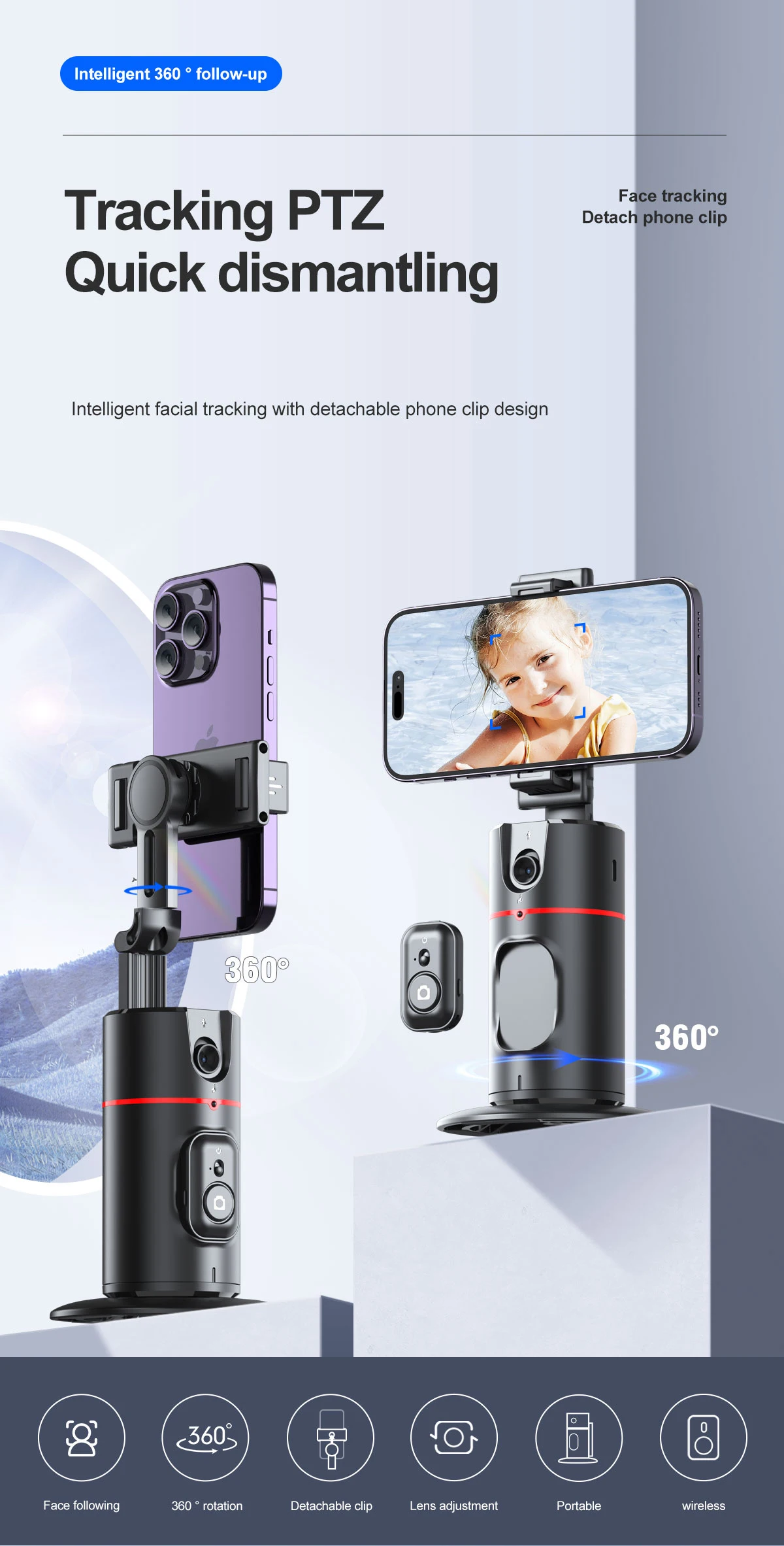 Auto Face Tracking P02 Gimbal Stabilizer for Mobile Phones