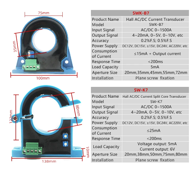 3 Phase Current Sensor Current Transducer Hall Effect Current ...
