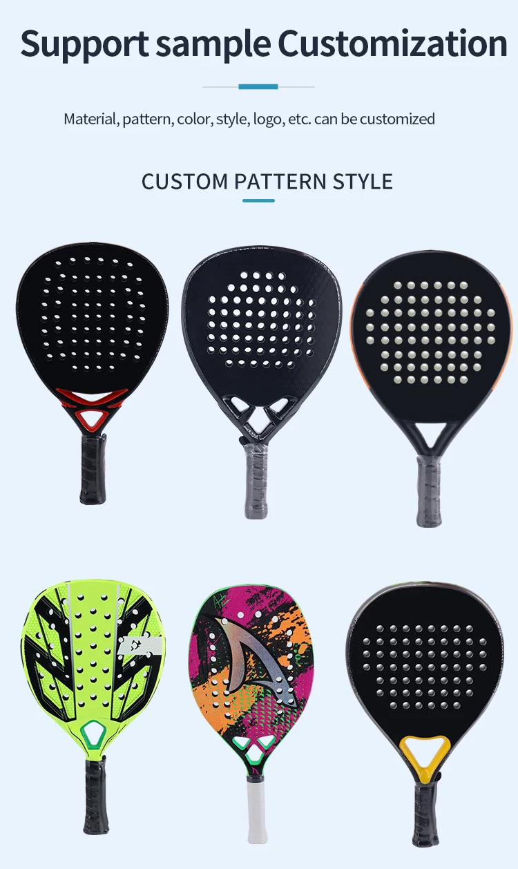 Customized Beach Padel Racket Tennis Racket 3k Carbon Paddle Racket ...