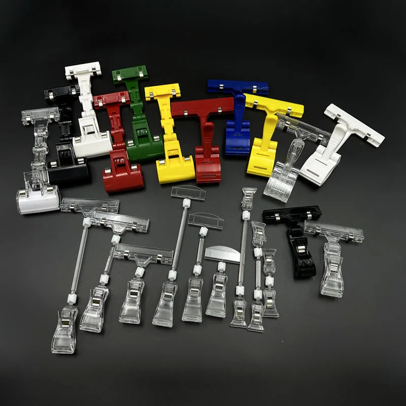 Supermarket Plastic Price Sign Clamps - Clear & Versatile