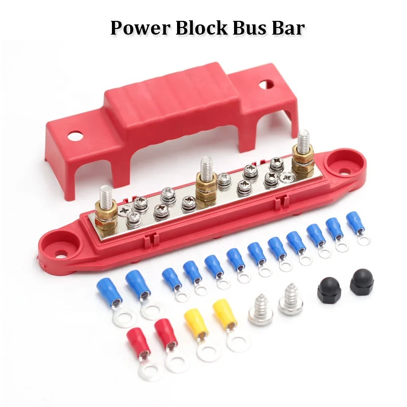 M6 Screw Stud Wiring Board 1/4" Electric Pure Copper Busbar 150a Boat Distribution Terminal ...