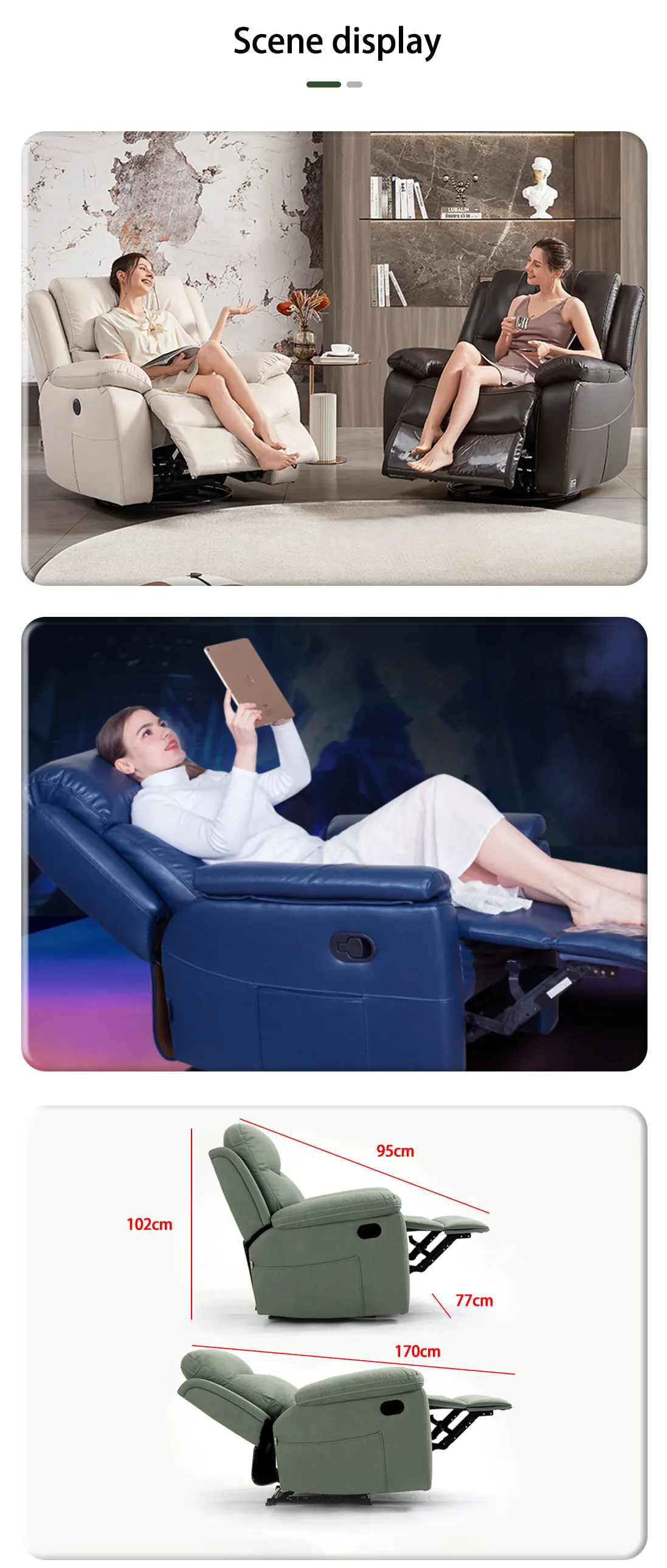 Customizable 180 Degree Sofa - Reclinable Electric Power