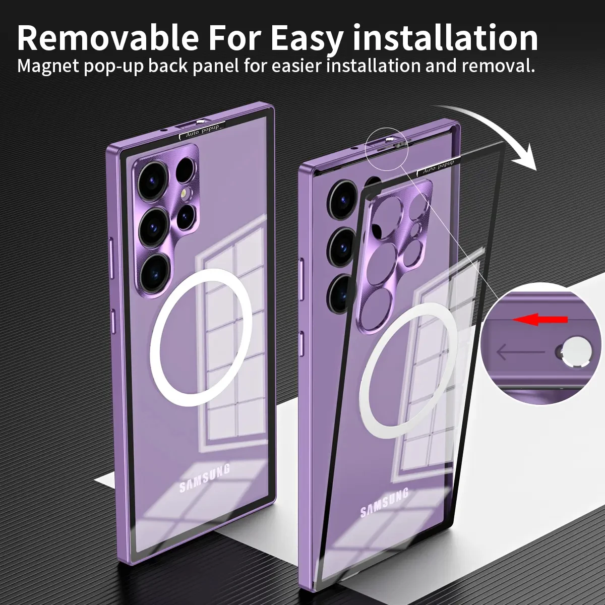 Aluminum Alloy Frame With Magnetic Clear Phone Case For Samsung Galaxy ...