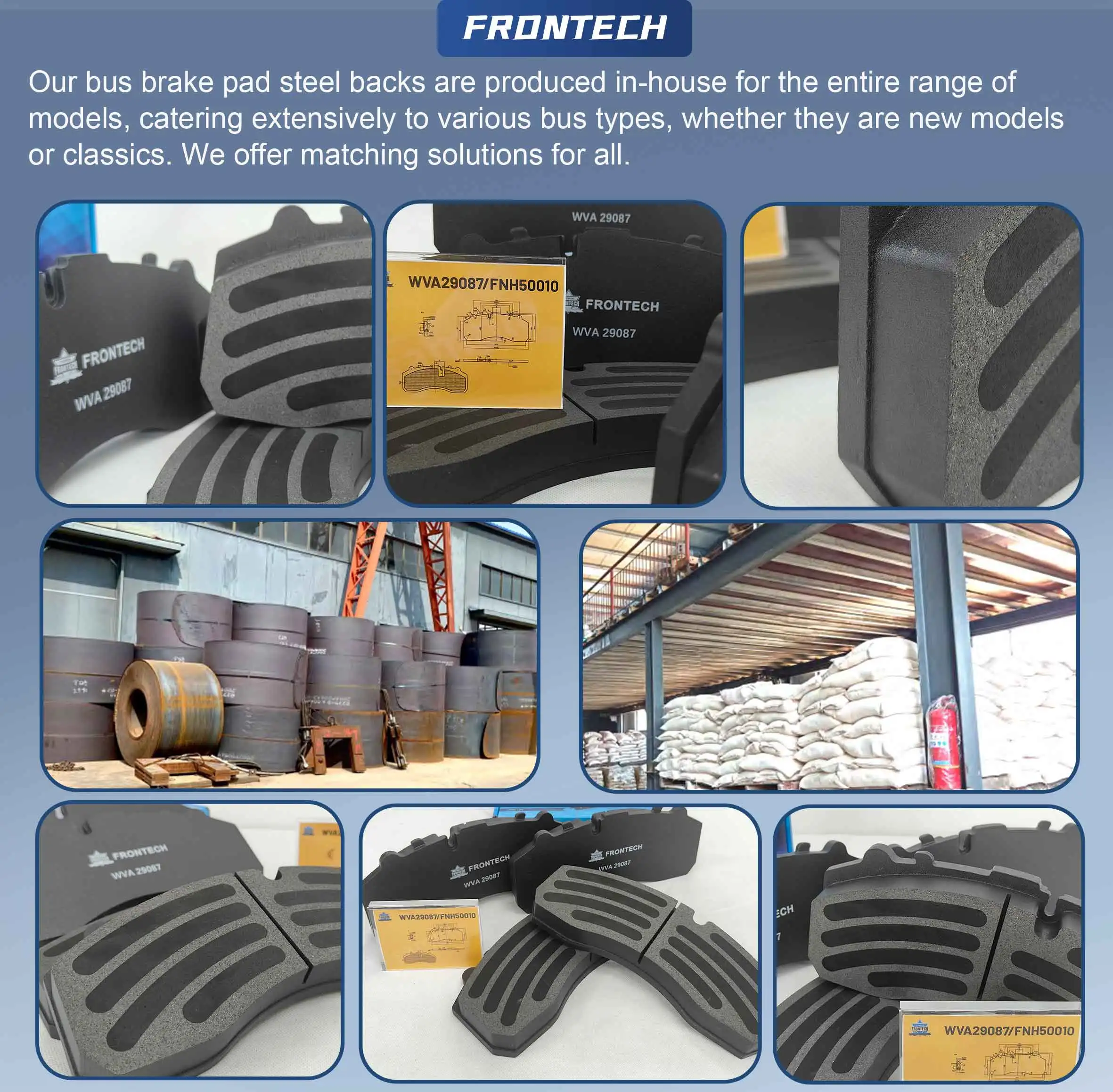 Frontech Brake Pads for Yutong Buses, Disc Brake Pads Set, with ...