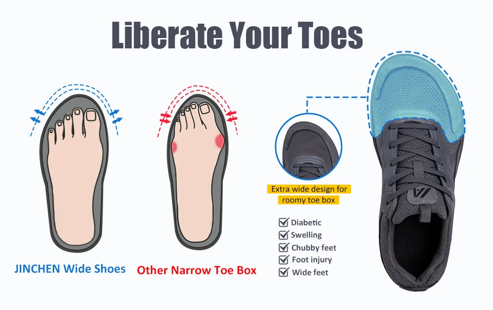 Comfortable Breathable Wide Toe Box Sneakers for Men - OEM Available