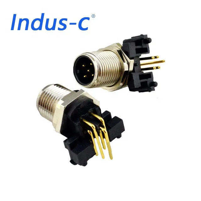 Ip67 Right Angle 5 Pin,8 Pin Male Pcb Mount M12 Micro Usb Connector ...