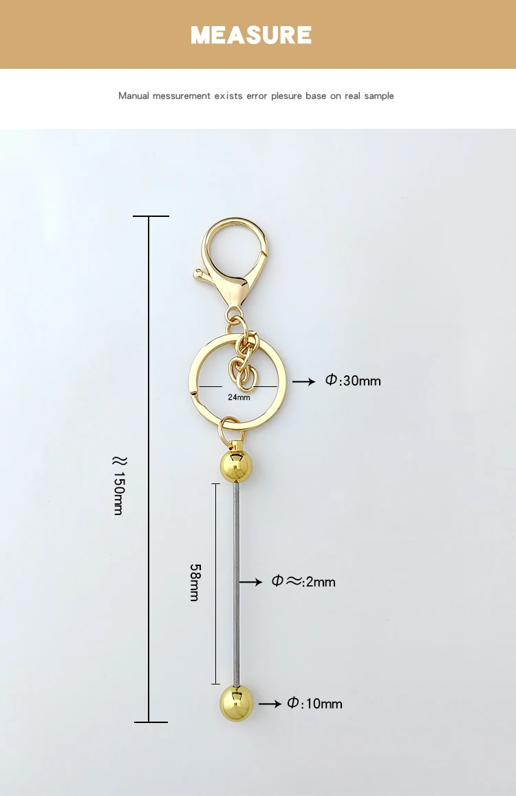 Add a Bead Retractable Name ID Badge Reel Metal White Beadable Keychain ...