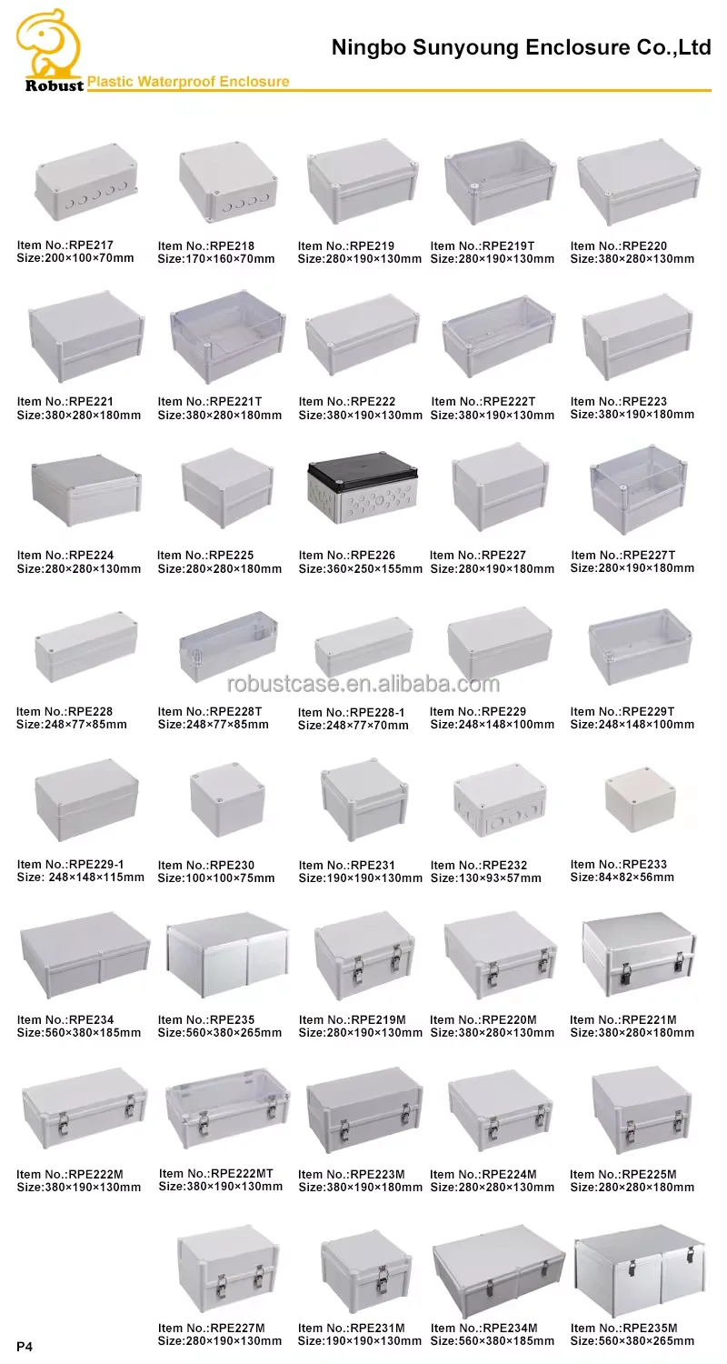 Outdoor Hinged Cover Plastic Enclosure IP65 Case 220x150x105 Mm