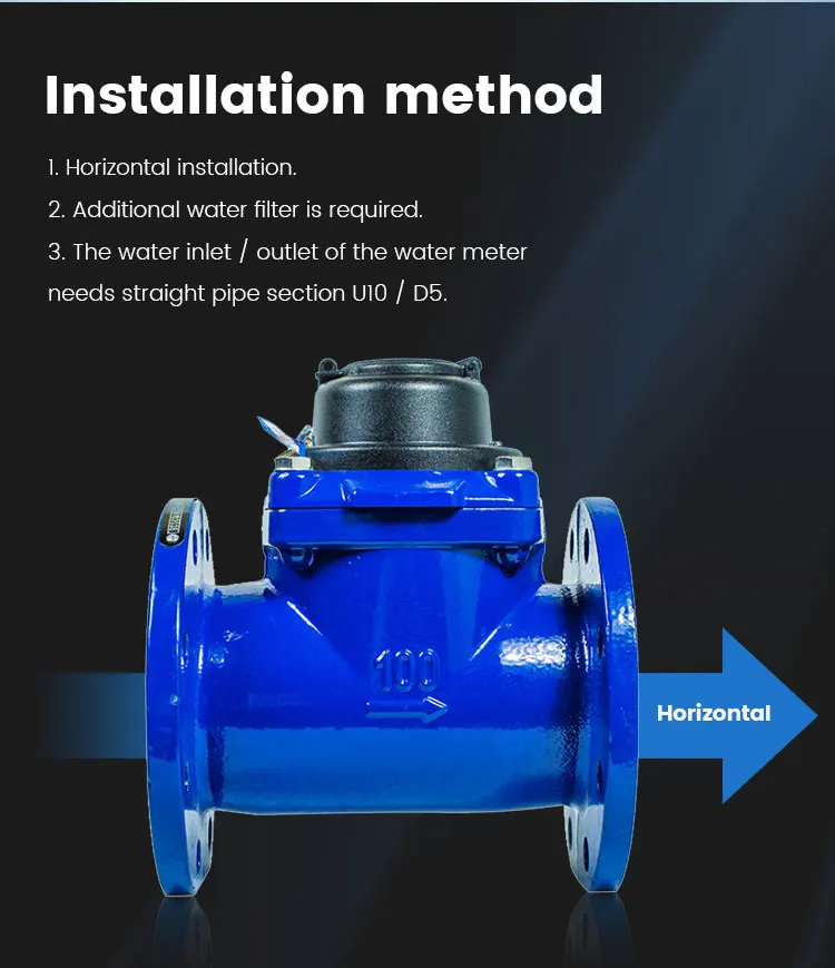 Mechanical Helical Vane Type Water Flow Meter Horizontal Woltmann Water ...