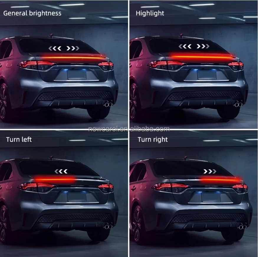 Universal Red LED Warning Light Spoiler - Black Carbon Fiber