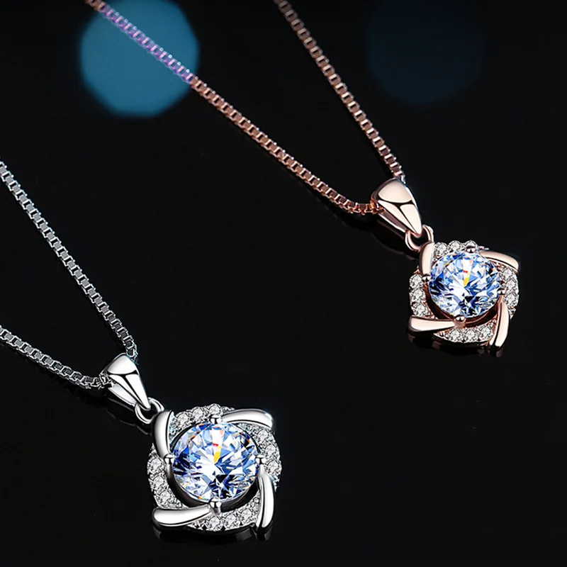 Rotating Windmill Pendant Necklace Temperament Rotating Diamond Pendant ...