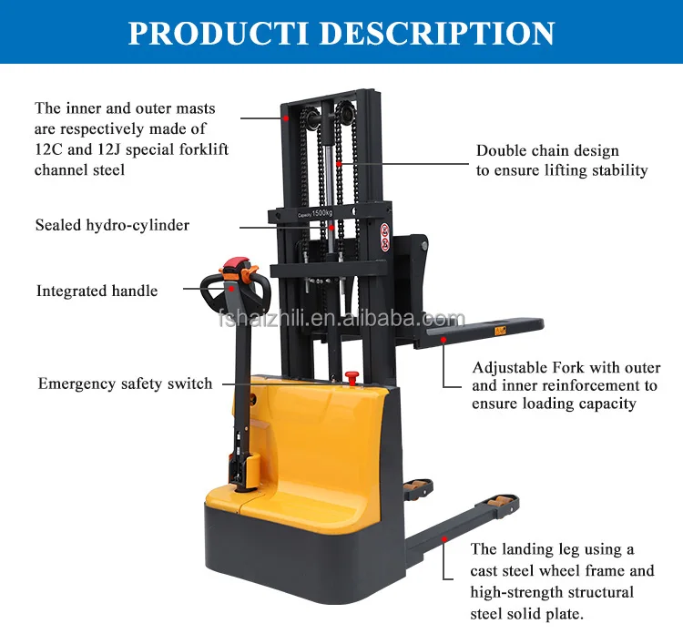 2024 Walkie Stacker Folk Lift - Efficient Electric Pallet Stacker