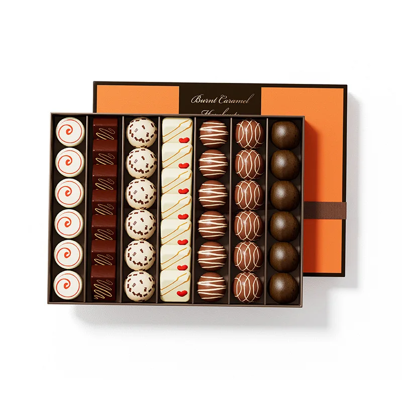 Luxury Cardboard Insert Packaging Box Chocolate Candies Ribbon Food Box ...